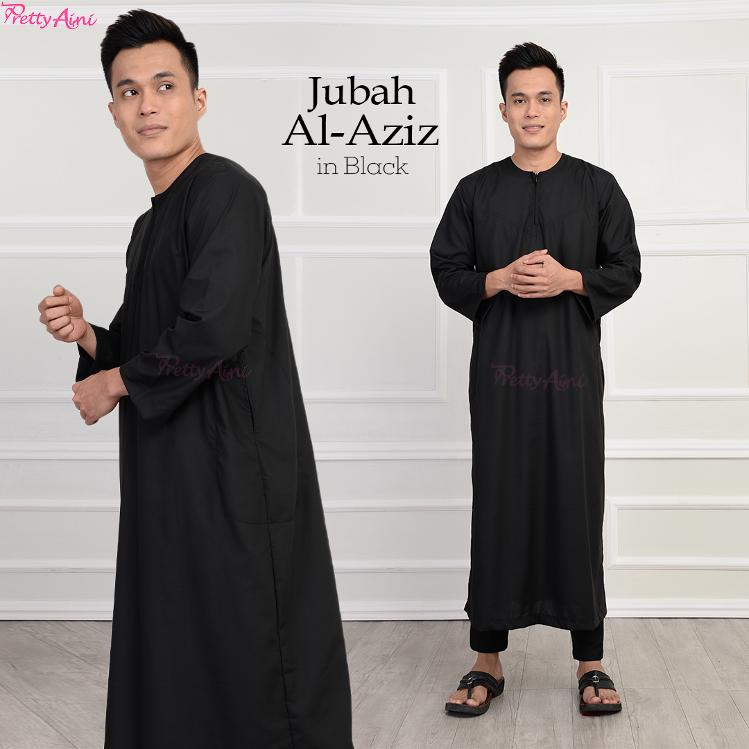 Jubah Al-Aziz – Black | PrettyAini
