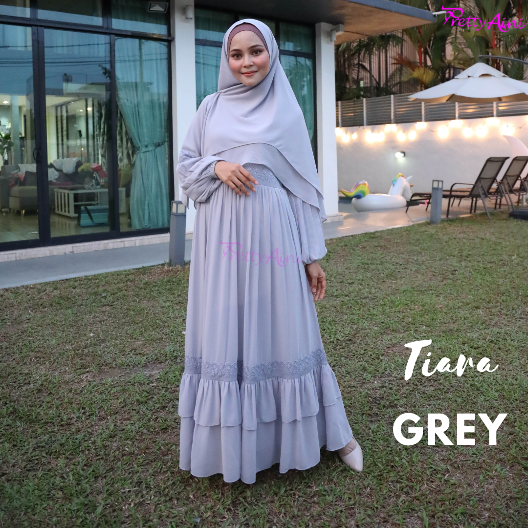 Jubah Tiara – Grey | PrettyAini