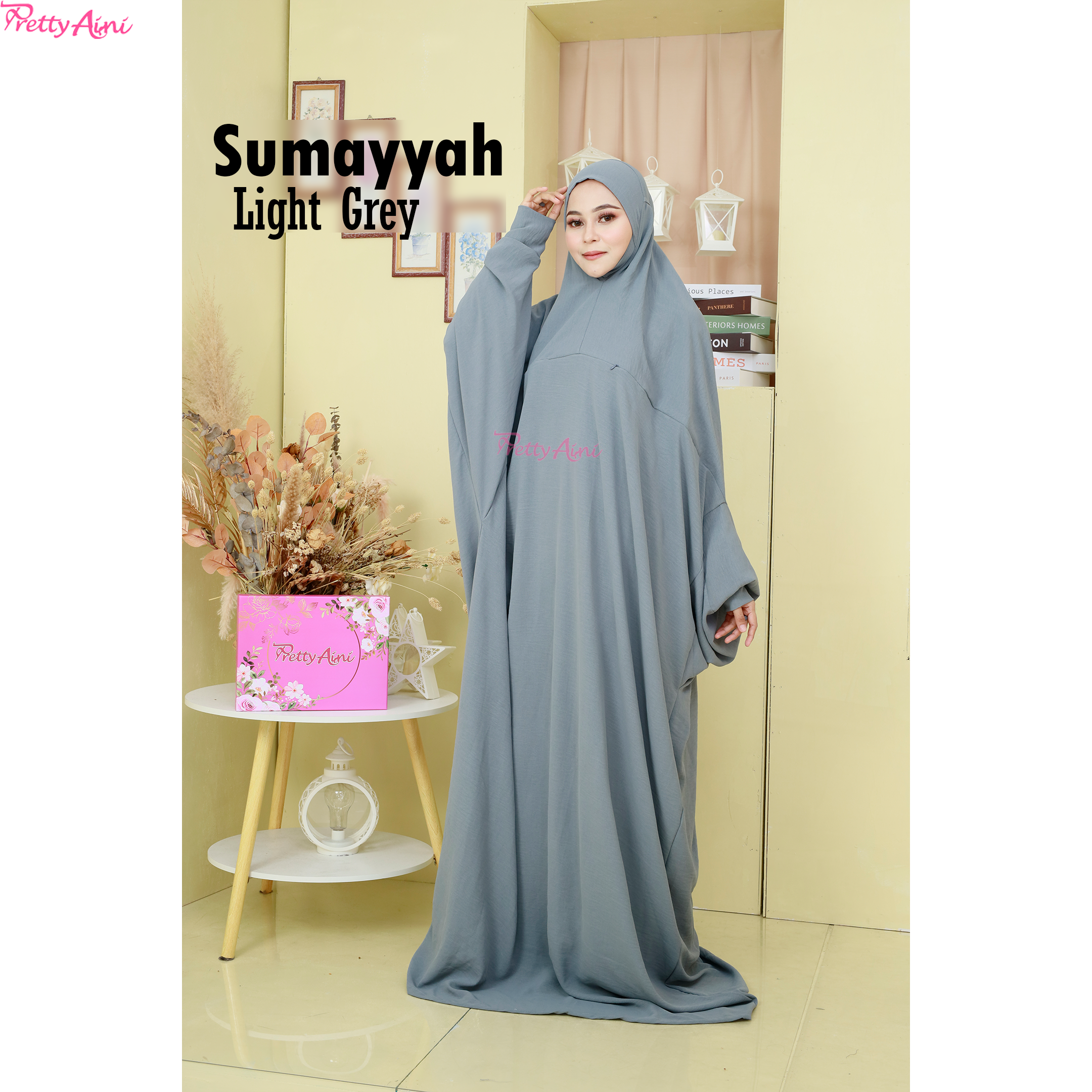 Jubah Sumayyah – Light Grey | PrettyAini